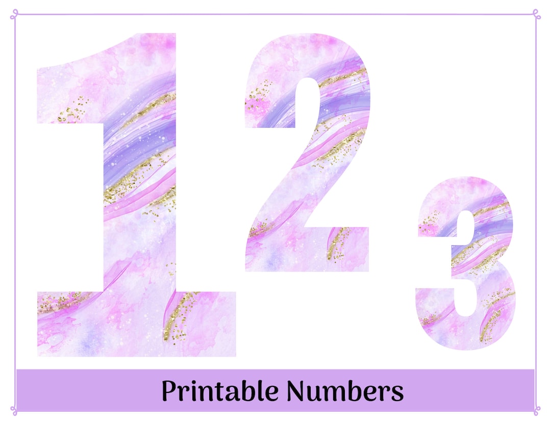 Purple Marble Number Clip Art Printable & Resizable Numbers - Etsy