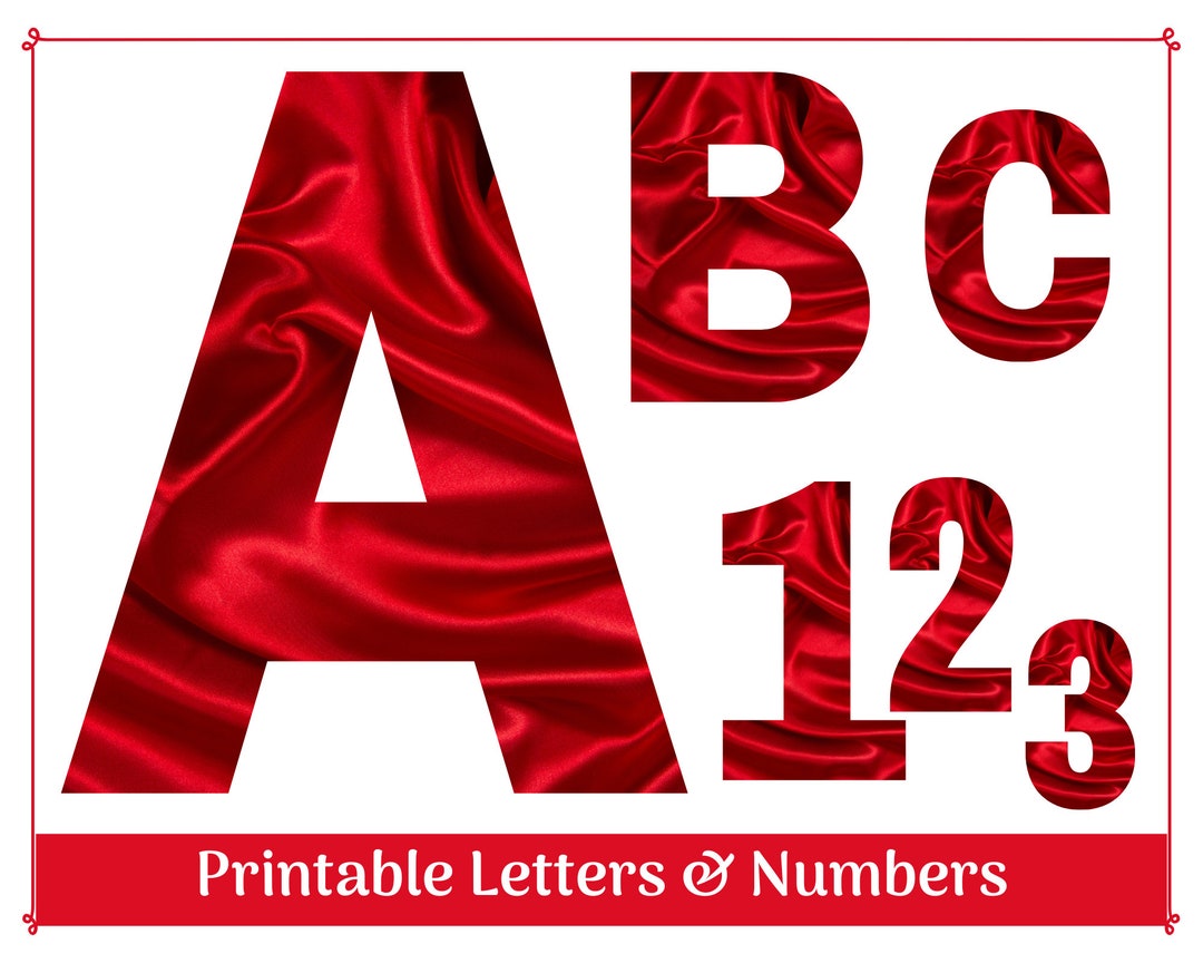 Red Satin Alphabet Letters & Numbers | Uppercase A-Z and Numbers 0-9 ...