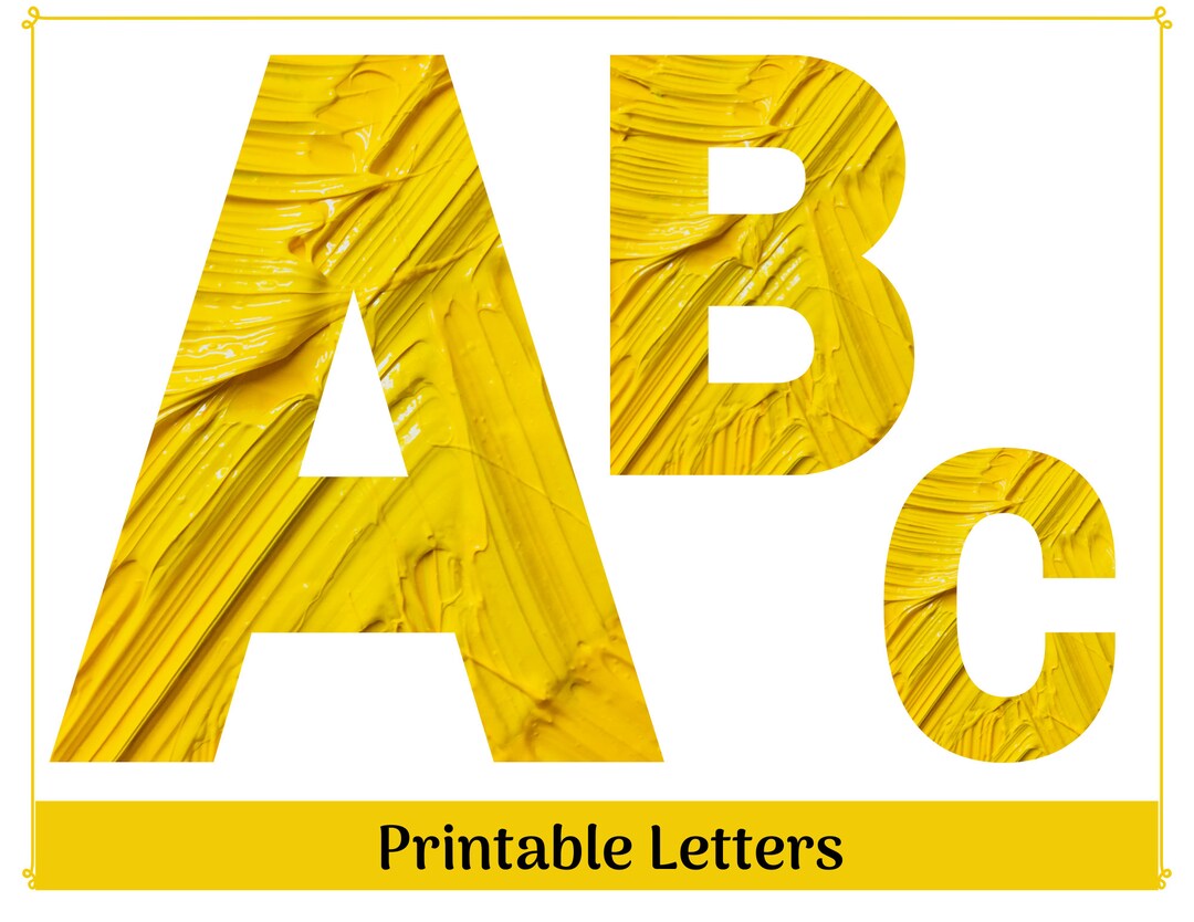 Yellow Paint Alphabet Clip Art: Letters A-Z, Numbers 0-9 (digital ...