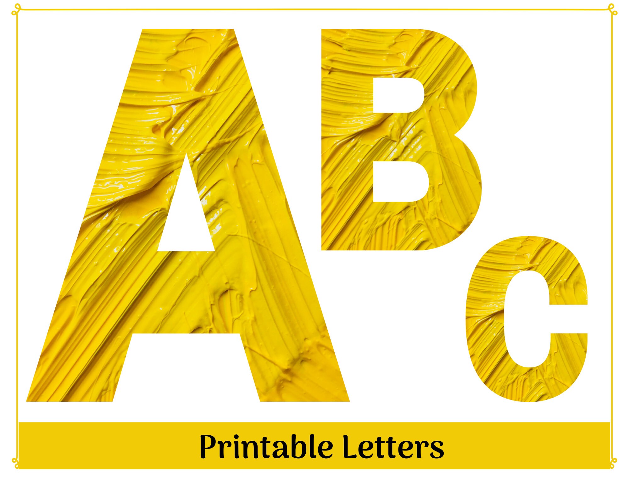 Yellow Paint Alphabet Clip Art: Letters A-Z, Numbers 0-9 (digital ...