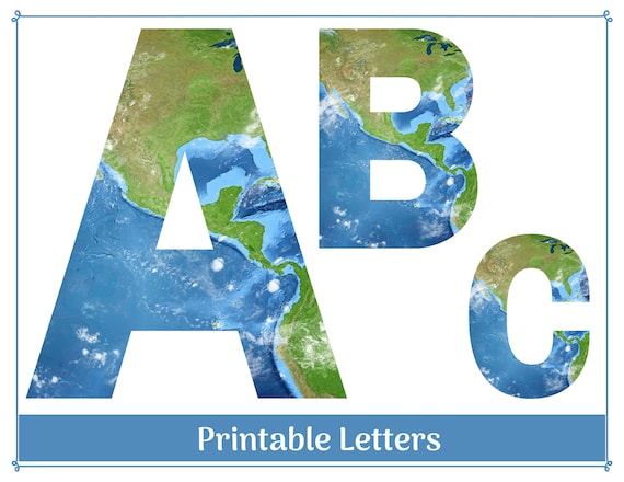 Earth Themed Alphabet Clip Art Letters A-Z Printable & | Etsy