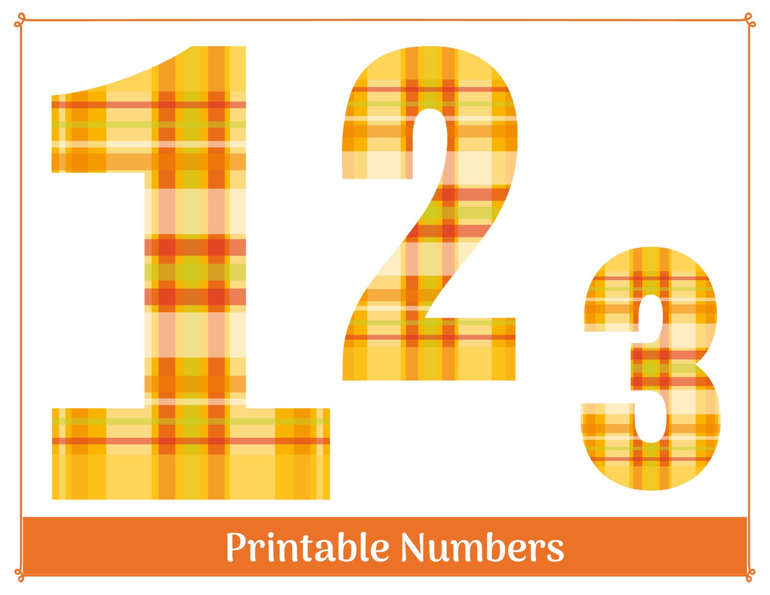 Fall Plaid Alphabet Letters & Numbers: Orange Yellow Clip Art (digital ...