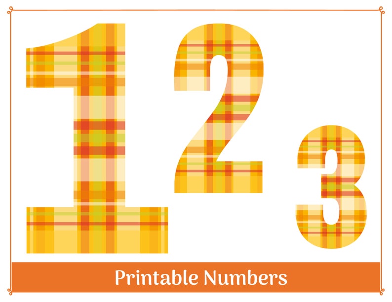 Fall Plaid Alphabet Letters & Numbers: Orange Yellow Clip Art (digital ...
