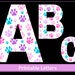 Pink and Purple Paw Print Alphabet Letters and Numbers Clip Art Banner ...