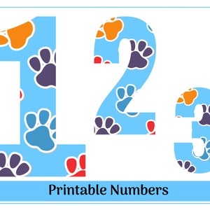 Blue Paw Print Alphabet Letter Clip Art, Numbers 0-9 | Banner, Bulletin ...