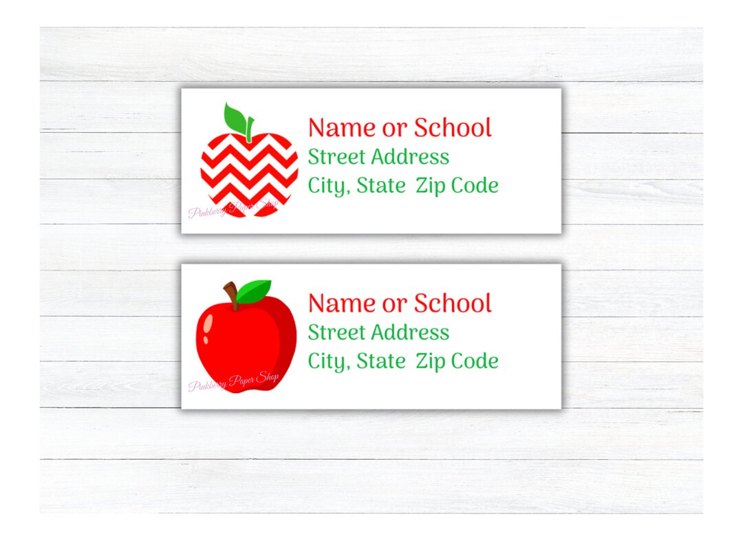 Teacher Apple Return Address Labels - DIY Template (digital Download ...