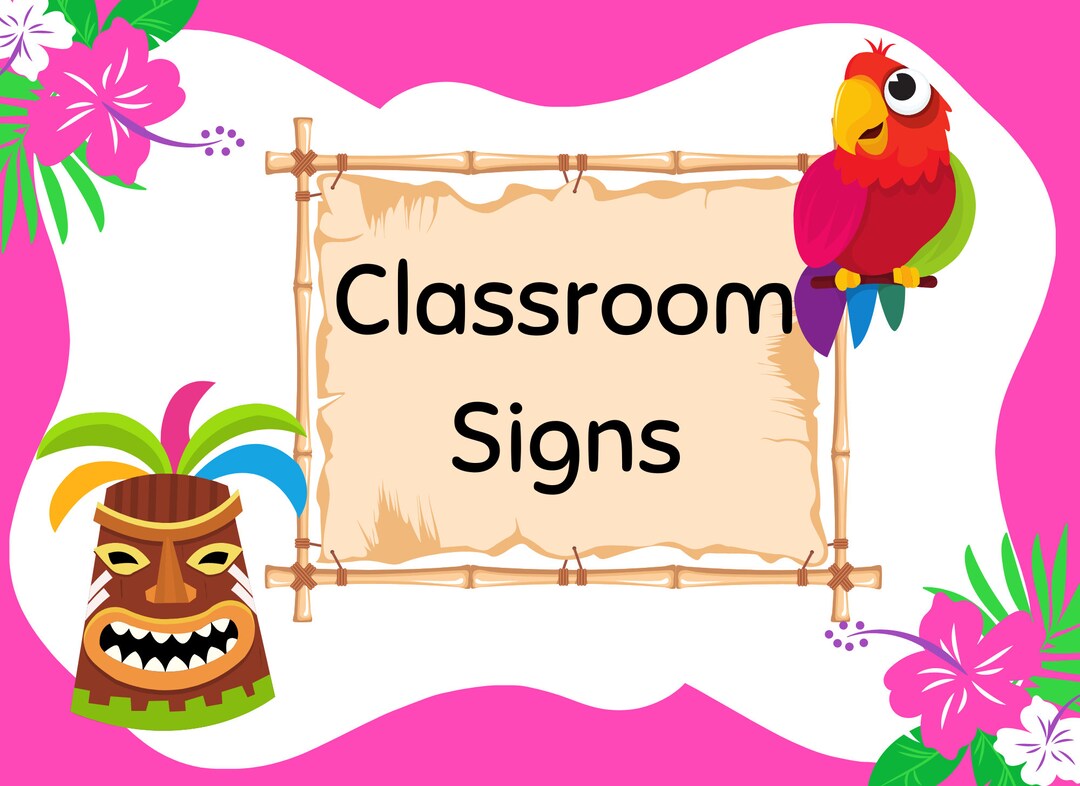 Tropical Tiki Classroom Signs | Printable & Resizable Classroom Labels ...