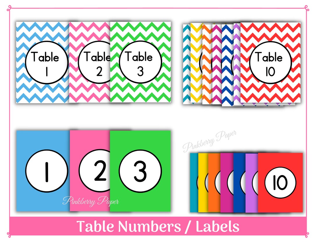 Table Numbers | Classroom Number Labels | Numbers 1-10 | Chevron Table ...