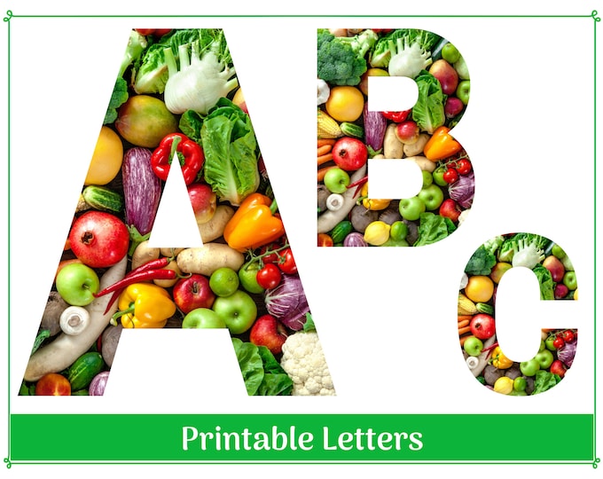 Vegetable Alphabet Clip Art Letters A-Z Printable & - Etsy