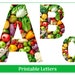 Vegetable Alphabet Clip Art Letters A-Z, Numbers 0-9 Banner, Bulletin ...