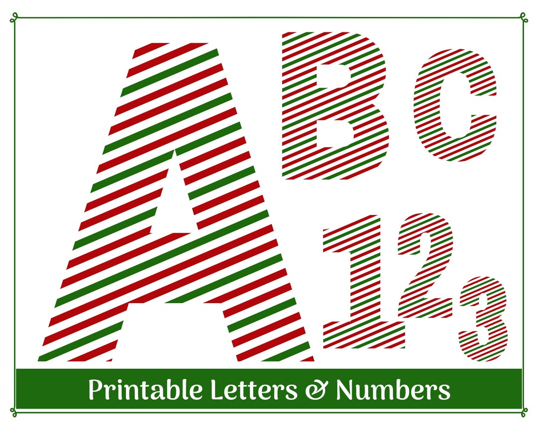 Christmas Stripe Letters & Numbers: DIY Banner, Scrapbooking (digital ...