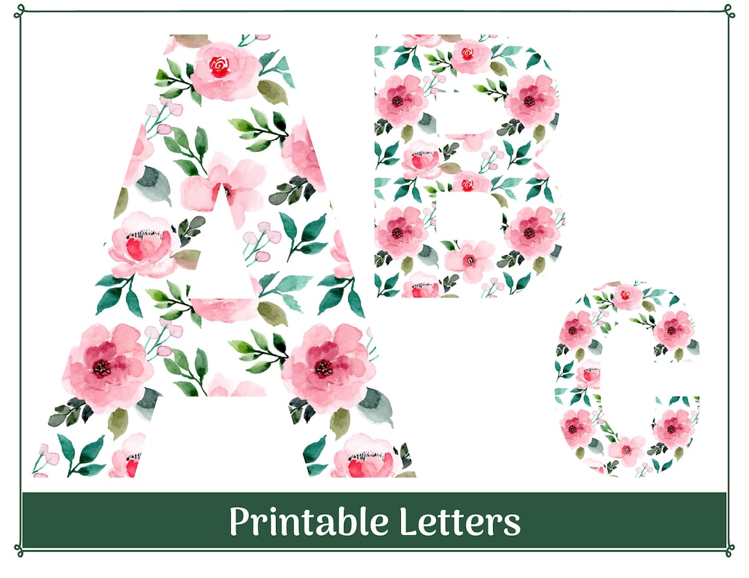 Pink Floral Alphabet Letters A-Z, Numbers 0-9 | Bulletin Board, Banner ...