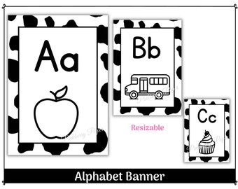 Cow Print Alphabet Cards: Farm Classroom Decor (digital Download) - Etsy