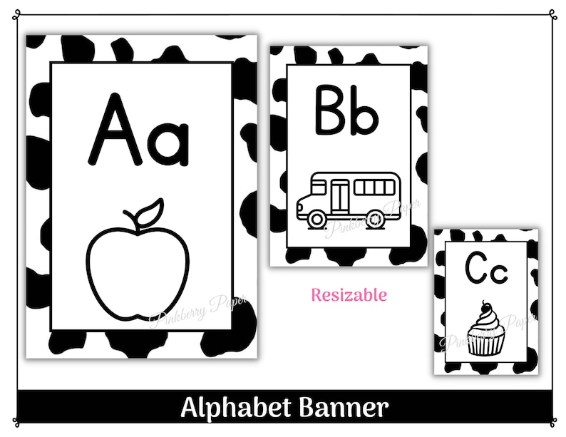 Cow Print Alphabet Cards: Farm Classroom Decor (digital Download) - Etsy