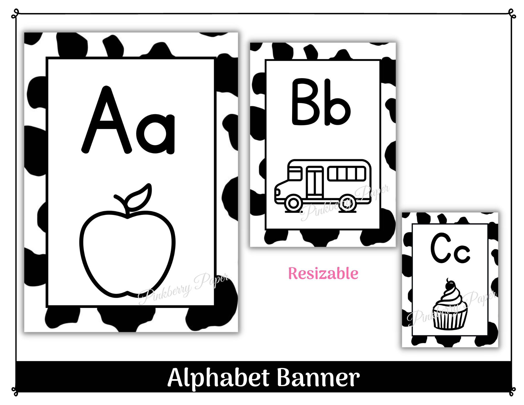 Cow Print Alphabet Cards: Farm Classroom Decor (digital Download) - Etsy