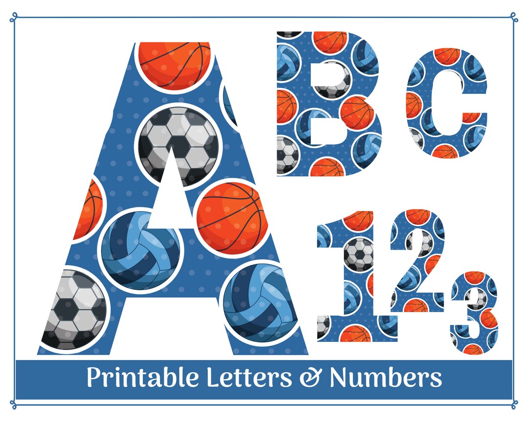 Sports Alphabet Clip Art Letters A-Z, Numbers 0-9 | Printable Bulletin ...