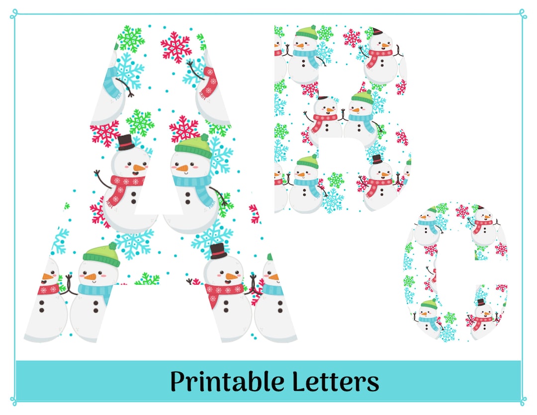 Snowmen Alphabet Clip Art Letters A-Z | Numbers 0-9 - Etsy