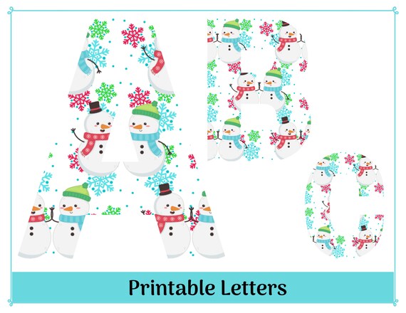 Snowmen Alphabet Clip Art Letters A-Z Printable & Resizable | Etsy