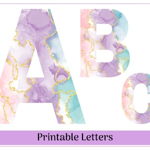 Purple Marbled Alphabet Letters A-Z, Numbers 0-9 | Printable Banner ...