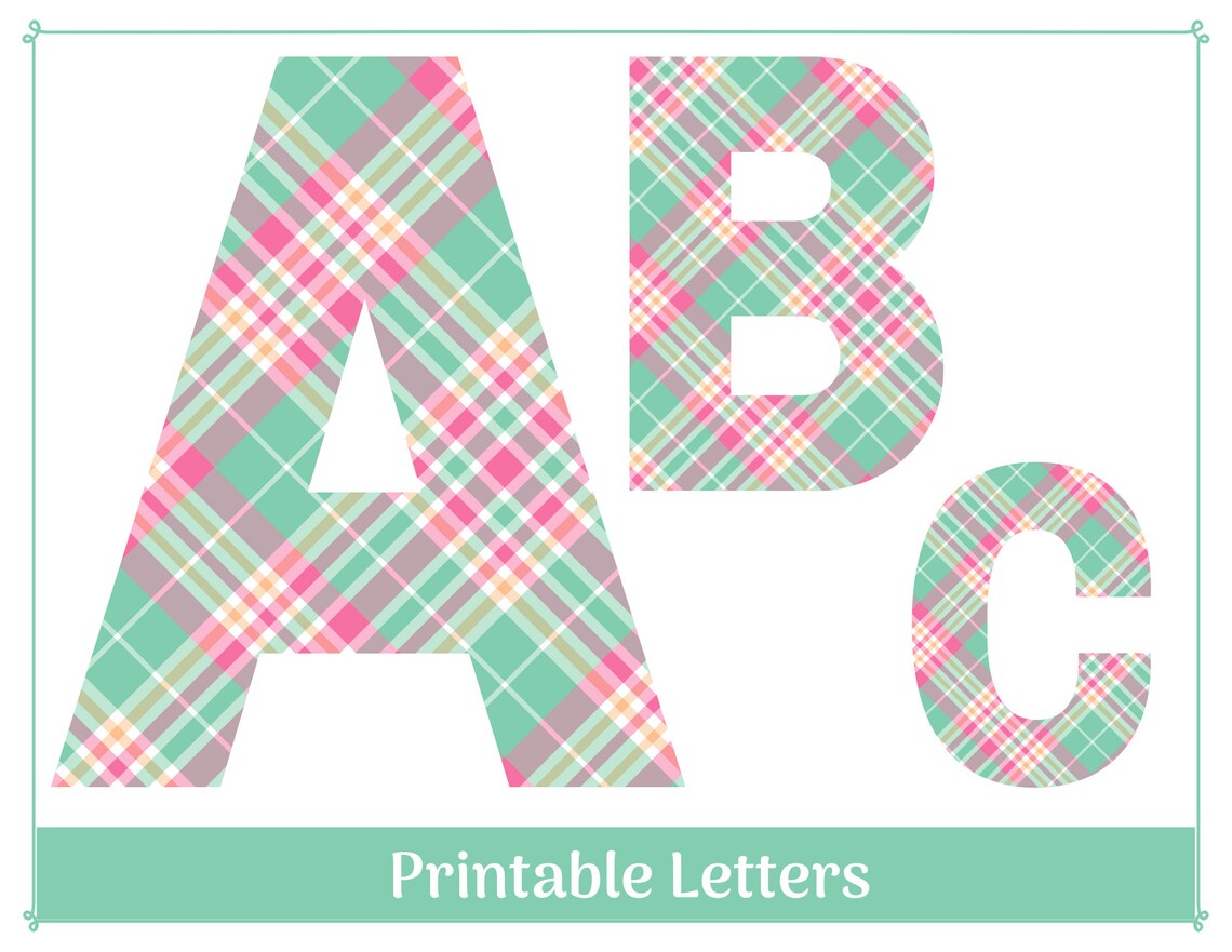 Pink and Green Spring Plaid Alphabet Clip Art Letters A-Z | Etsy