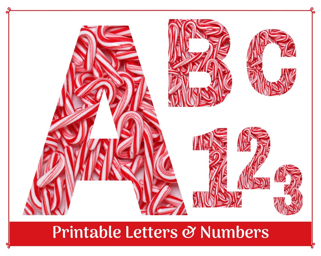Candy Cane Alphabet Letter and Number Clip Art | DIY Banner | Printable ...