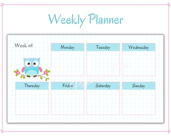 Owl Weekly Planner | Printable Teacher Calendar (PDF) - Etsy