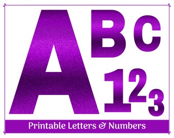 Purple Metallic Letters and Numbers: DIY Banner, Scrapbooking (digital ...