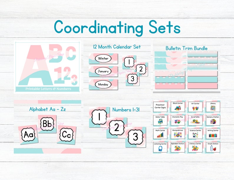 Aqua Peach Boho Alphabet Cards: Printable Classroom Decor (digital ...