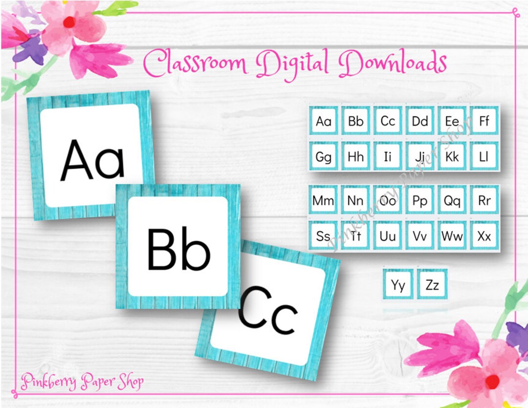 Printable Classroom Alphabet | Teal Wood Letters | INSTANT Download | 3 ...