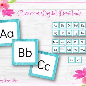 Printable Classroom Alphabet | Teal Wood Letters | INSTANT Download | 3 ...