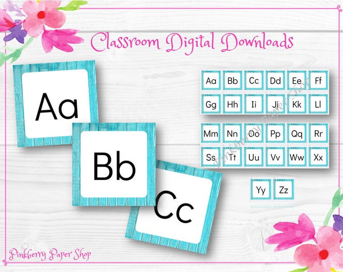 Printable Classroom Alphabet | Teal Wood Letters | INSTANT Download | 3 ...