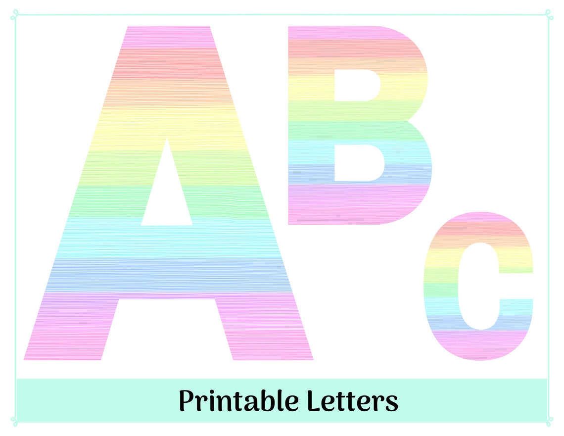 Pastel Rainbow Alphabet Letters & Numbers: Printable Clip Art (digital ...