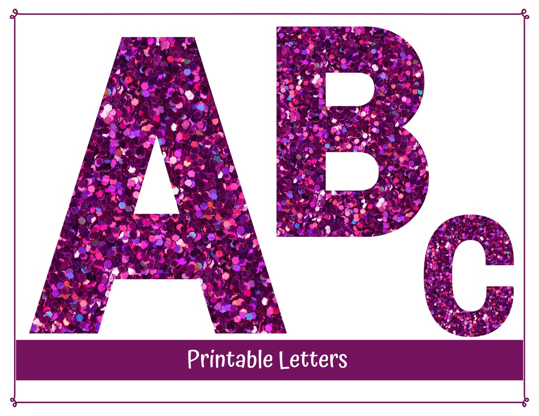 Maroon Glitter Alphabet Letters A-Z, Numbers 0-9 | Printable Banner ...