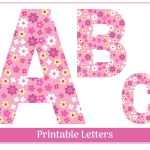 Pink Floral Alphabet Clip Art Letters A-Z and Numbers 0-9 | Banner ...