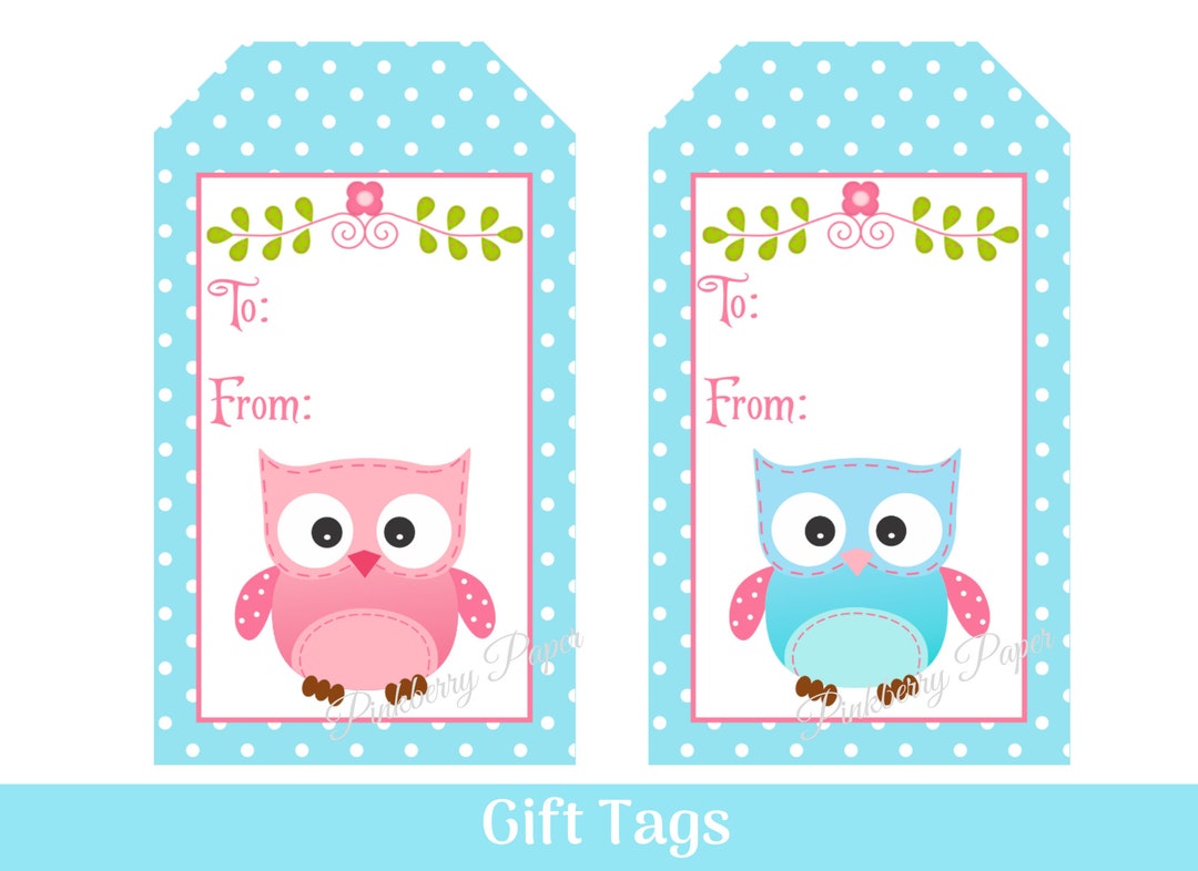 Teacher Gift Tags | Cute Pink and Blue Owl Labels | DIY Printable ...