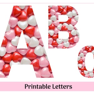 Candy Heart Alphabet Clip Art Letters A-Z and Numbers 0-9 | Printable ...