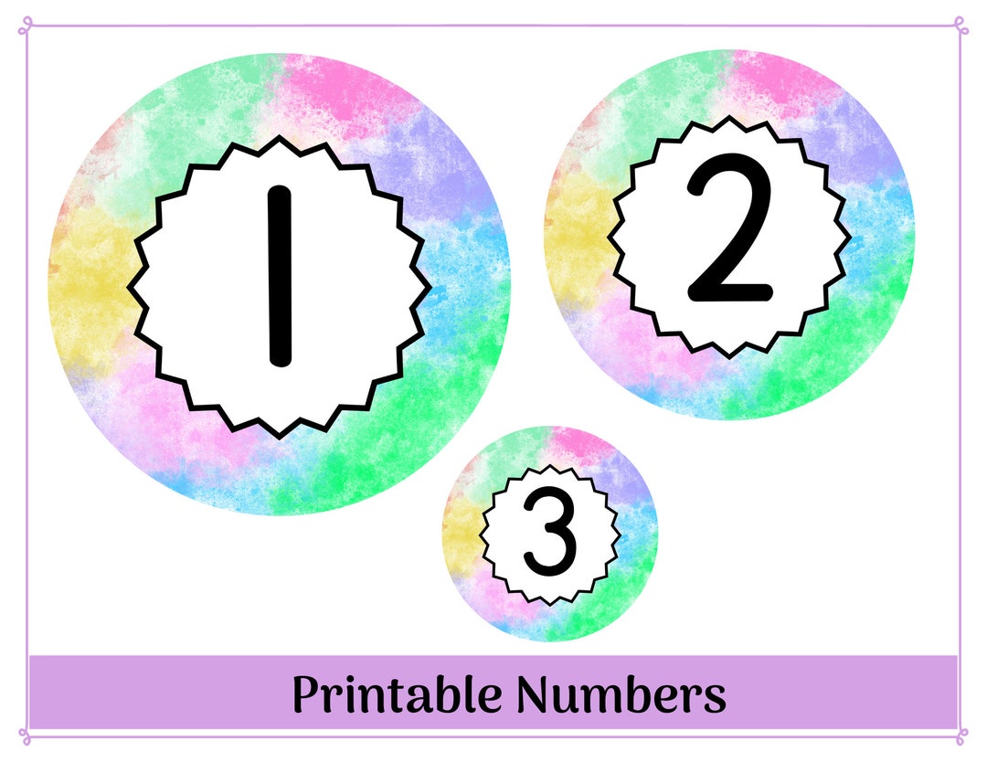 Pastel Watercolor Rainbow Numbers | Printable and Resizable Numbers 1 ...