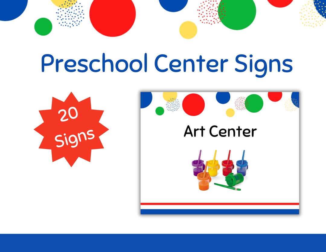 Preschool Classroom Center Signs Primary Polka Dot Signs 20 Printable ...