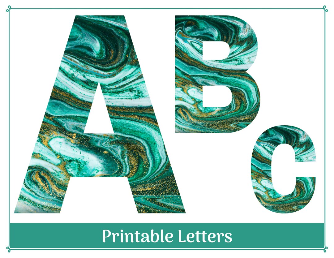 Green Marble Alphabet Clip Art Letters A-Z | Numbers 0-9 | Printable & Resizable Letters ...