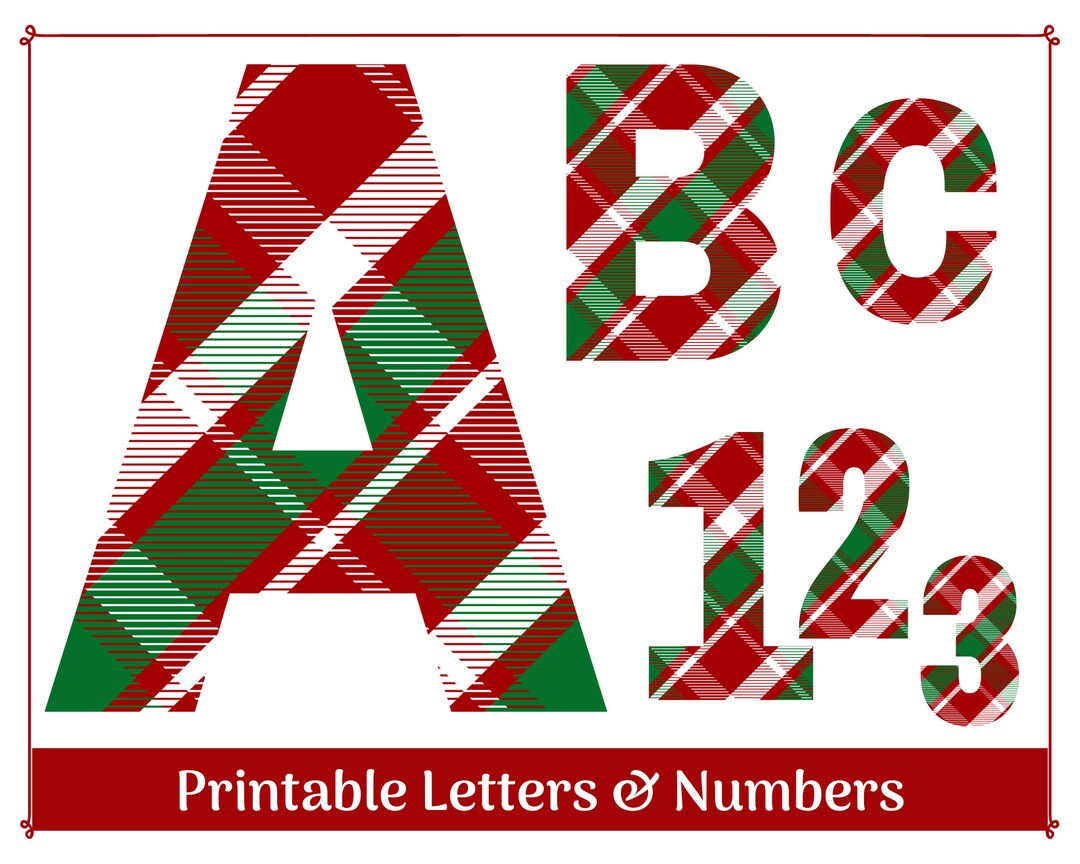 Christmas Plaid Bulletin Board Letters & Numbers | Uppercase A-Z and ...
