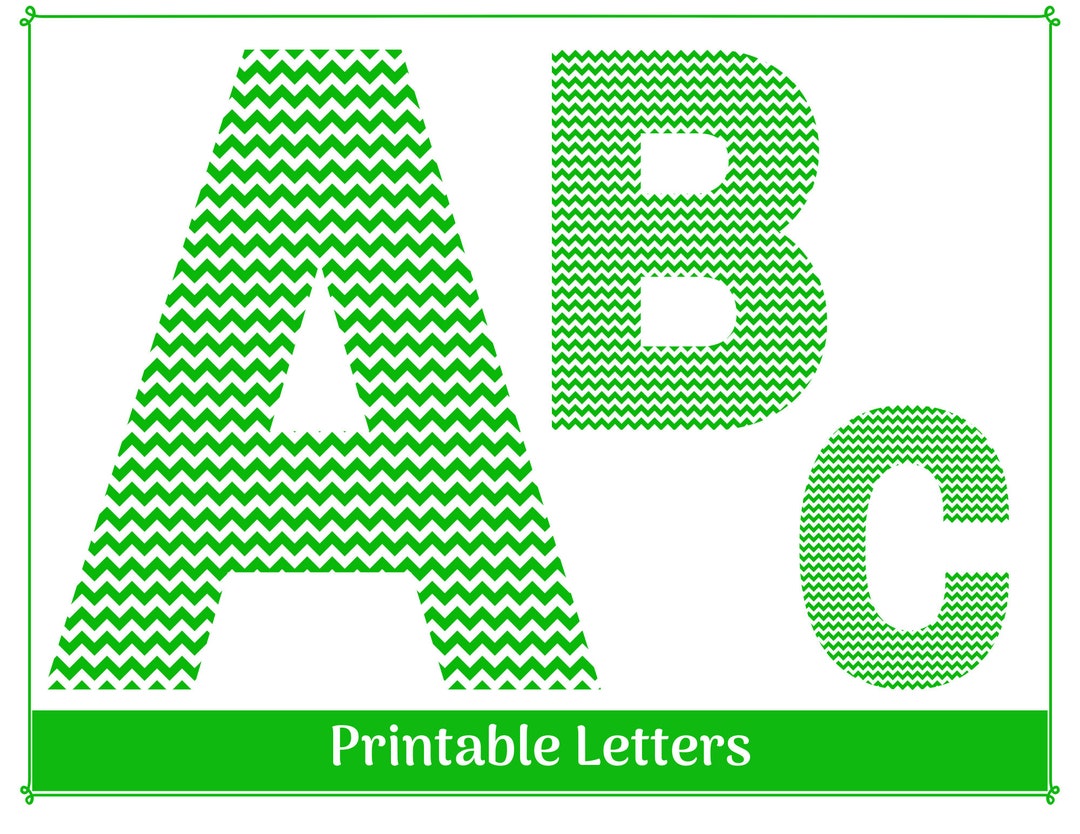 Green Chevron Alphabet Clip Art Letters A-Z and Numbers 0-9 | Printable & Resizable Letters ...