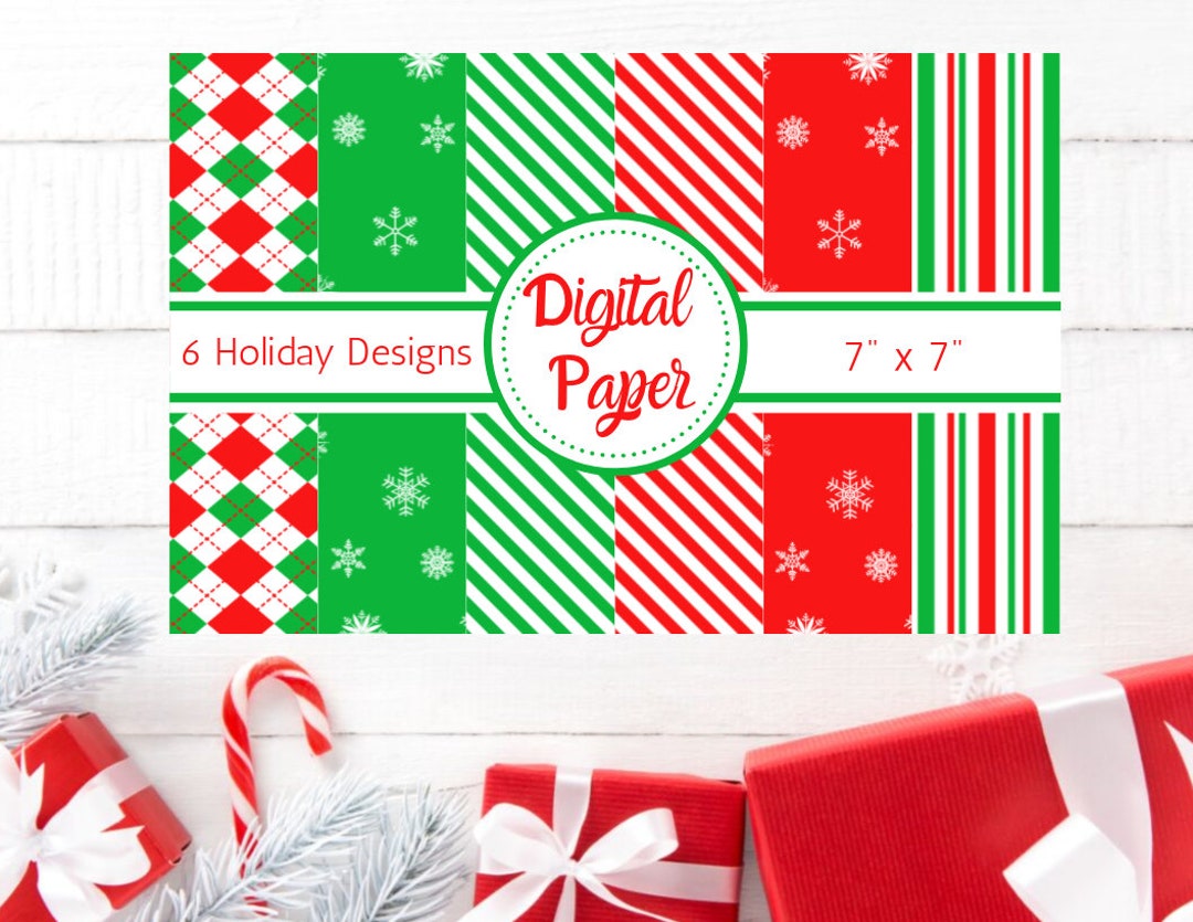 Holiday Digital Paper | Red and Green Christmas Designs | Instant ...