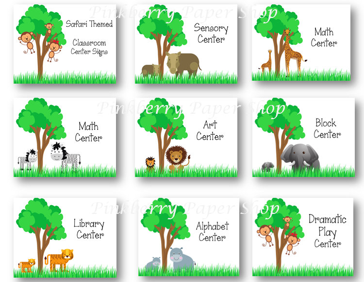 Safari Classroom Center Signs: Animals, 8x10 (pdflite Download) - Etsy