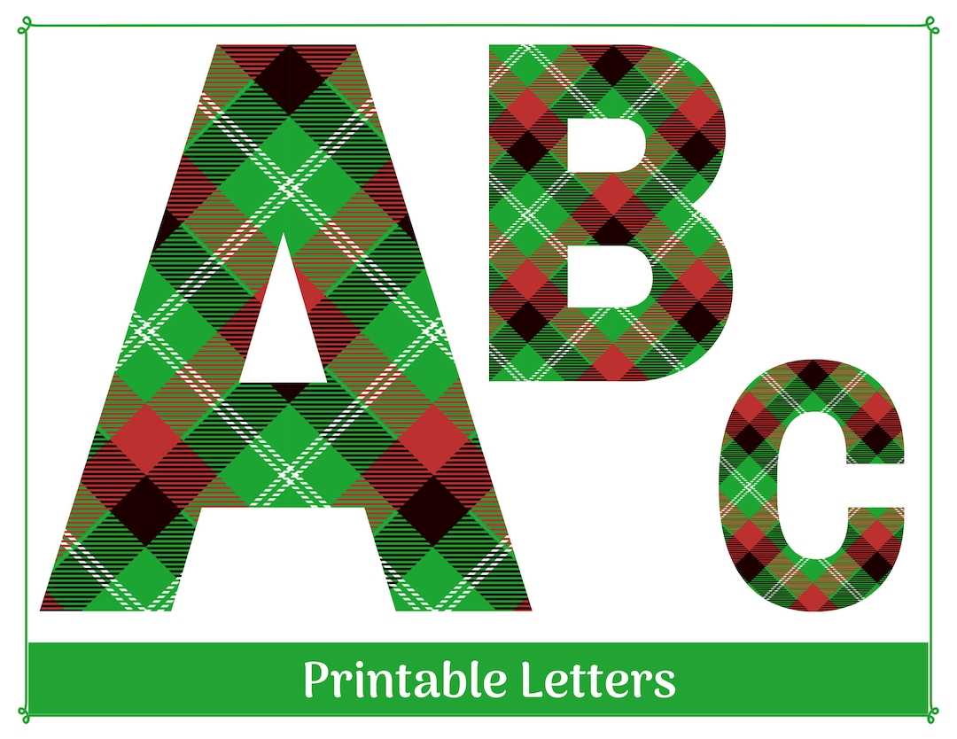 Green Plaid Alphabet Clip Art Letters A-Z Printable & - Etsy
