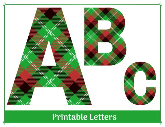 Green Plaid Alphabet Clip Art Letters A-Z Printable & | Etsy