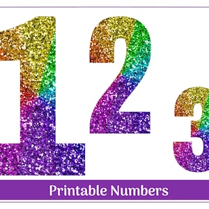 Rainbow Glitter Alphabet Letters A-Z, Numbers 0-9 | Banner, Bulletin ...