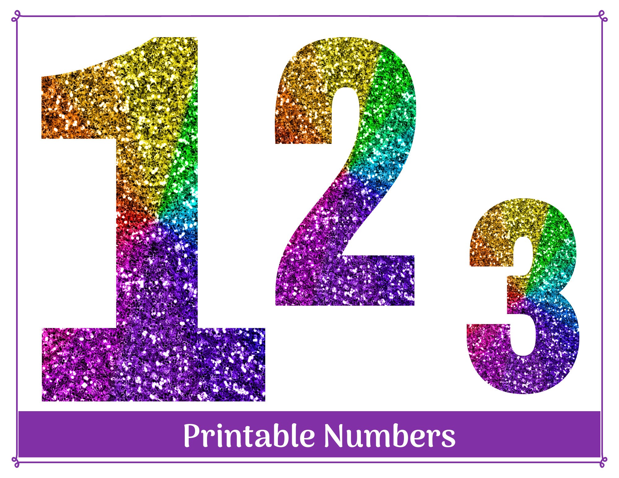 Rainbow Glitter Alphabet Letters & Numbers: Printable Clip Art (digital ...