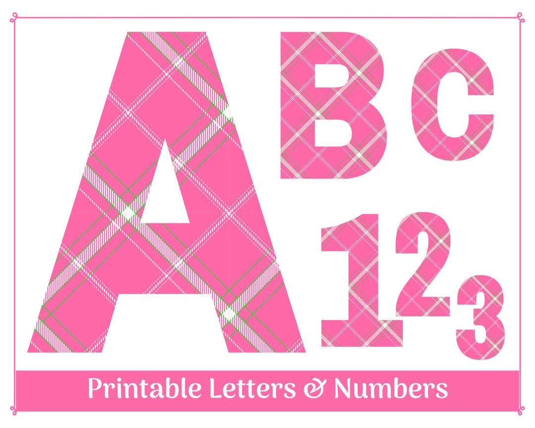 Pink Plaid Alphabet Clip Art Letters A-Z and Numbers 0-9 | Printable & Resizable Letters ...