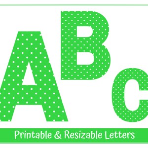 Green Polka Dot Alphabet Letters A-Z, Numbers 0-9 Banner, Bulletin ...