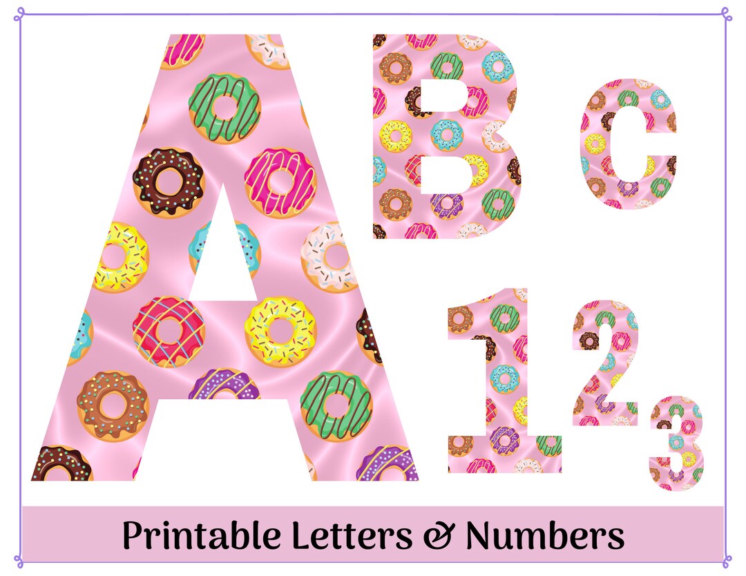 Pink Donut Bulletin Board Letters & Numbers | Uppercase A-Z and Numbers ...